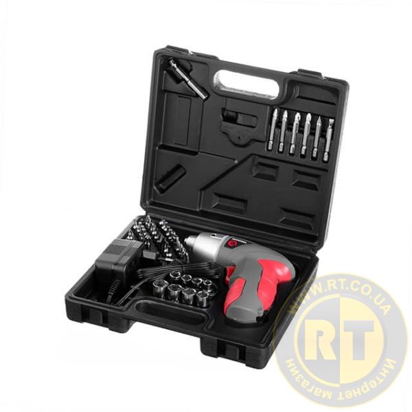 ᐉ Отвертка аккумуляторная 3.6V, NiCd, кейс+насадки INTERTOOL DT-0301 - rt.co.ua