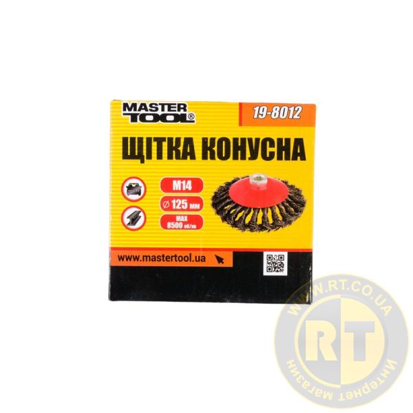 ᐉ Щетка конусная из плетеной проволоки 125 мм М14 MASTERTOOL 19-8012 - rt.co.ua